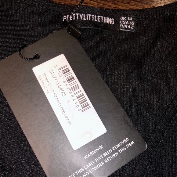 PrettyLittleThing | Tops | Nwt Plt Shape Black Ribbed Long Sleeve ...